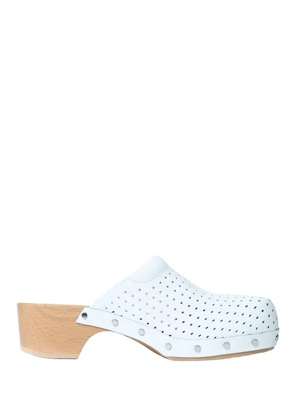 Balenciaga Perforated Clogs With Wooden Heel - White