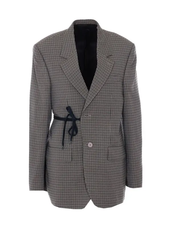 Balenciaga Wrap Tailored Jacket With Check Print - Multicolor
