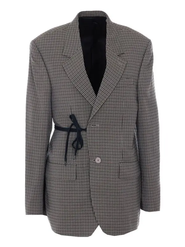 Balenciaga Wrap Tailored Jacket With Check Print - Multicolor