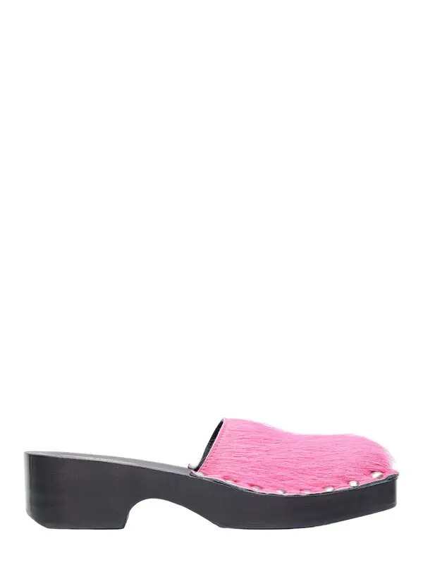 Acne Studios Hairy Leather Clogs - Pink