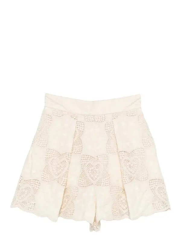 Zimmermann Eyelet Embroidery Zip Fastening Shorts - Cream