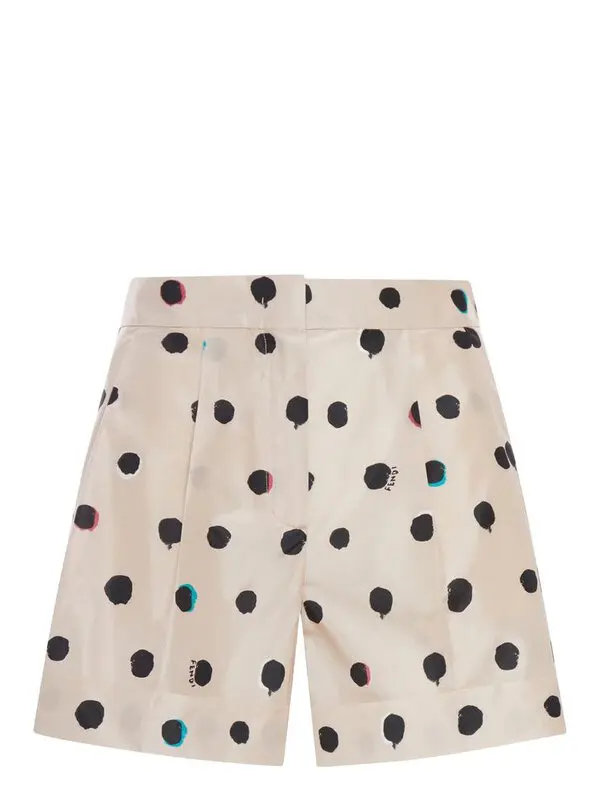 Fendi Polka Dot Moth Printed Silk Shorts - Multicolor