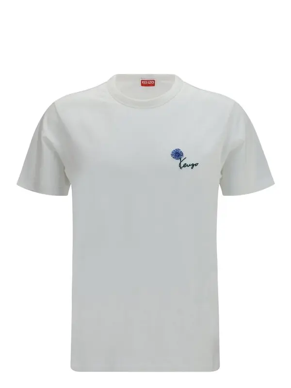 Kenzo Tulip Embroidered Cotton T-shirt - White