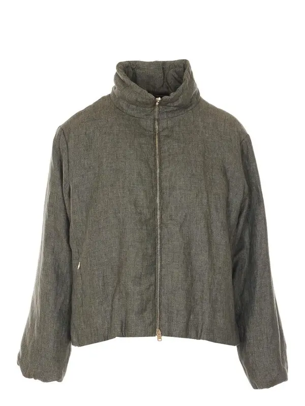 Herno Padded Long Sleeve Zip Up Jacket - Green