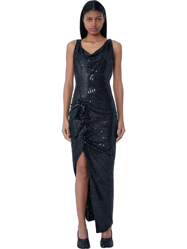 VIVIENNE WESTWOOD Sequined Cowl Neck Gown - Black