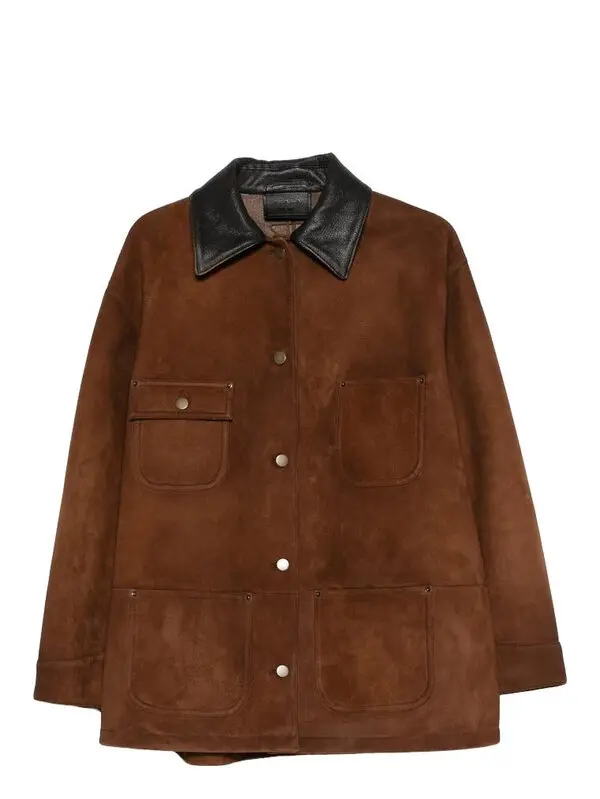 Prada Suede And Leather Jacket - Brown