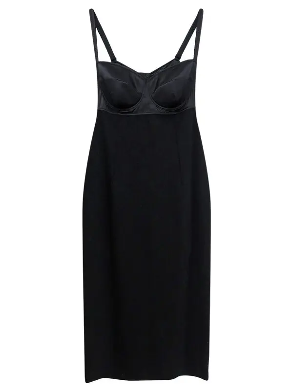 Dolce & Gabbana Black Stretch Fabric Dress With Plunging Back - Multicolor