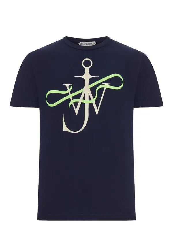 JW Anderson J.w.anderson Men`s Navy Blue Ribbon Anchor Cotton T-shirt - Multicolor