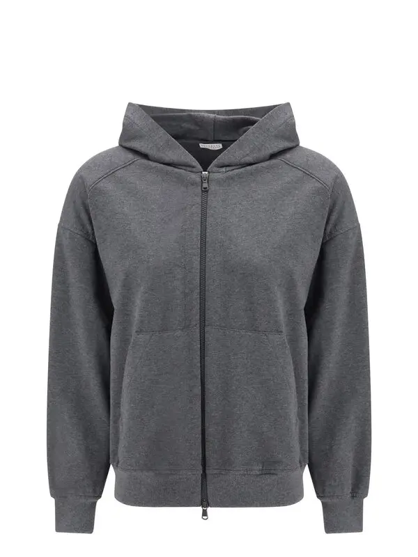 Brunello Cucinelli Cotton Hoodie With Double-slider Zip - Gray