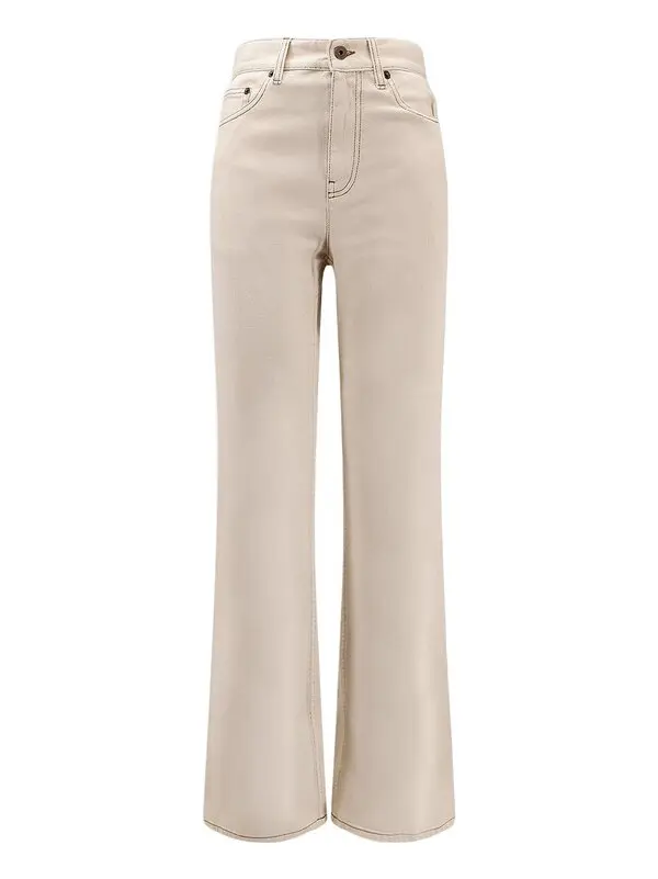 Burberry Beige Cotton Blend Flared Leg Jeans - Multicolor
