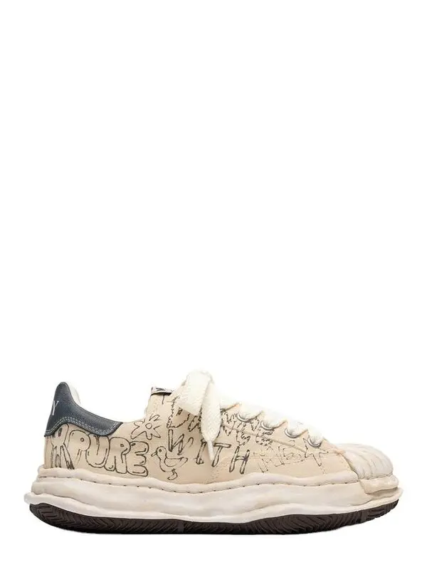 Mihara Yasuhiro Low-top Sneakers With Graffiti Print - Cream