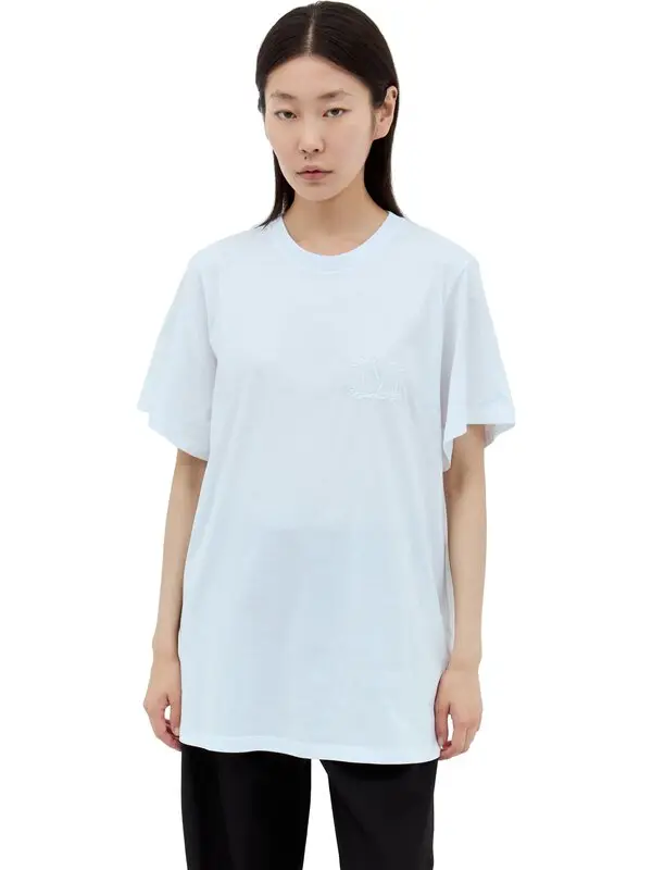Max Mara Logo Embroidery Cotton T-shirt - White