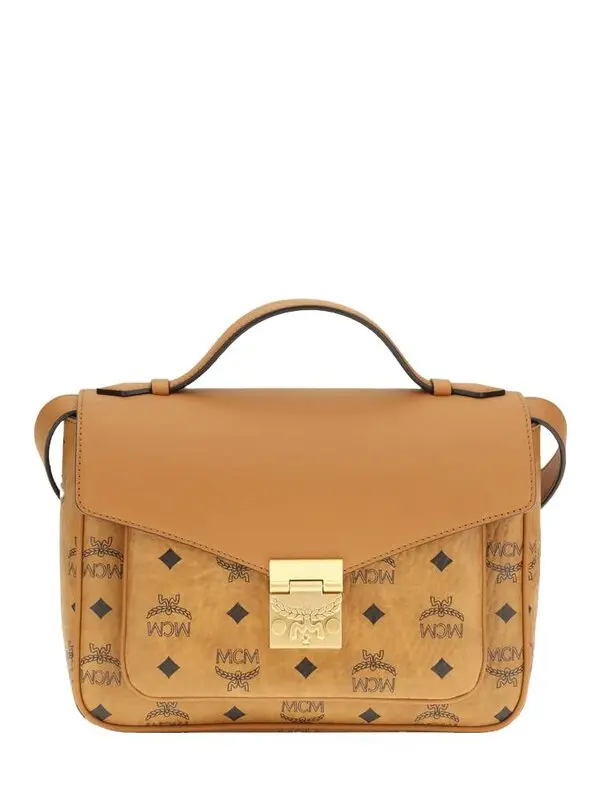 Mcm Monogram Patterned Satchel With Detachable Shoulder Strap - Cream