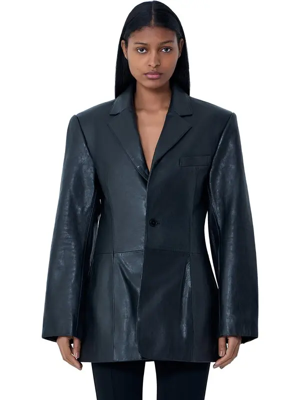 Alexander Wang Single-breasted Leather Blazer - Black