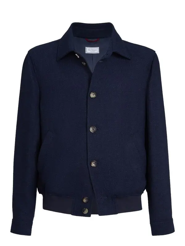 Brunello Cucinelli Linen And Silk Blend Blouson Jacket - Multicolor