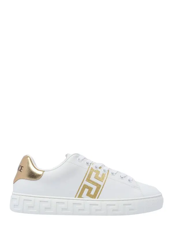 Versace Greca Leather Lace-up Sneakers - White