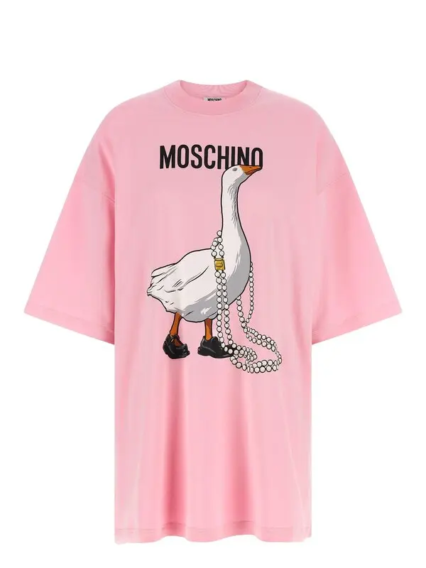 Moschino Goose Print T-shirt Dress - Pink