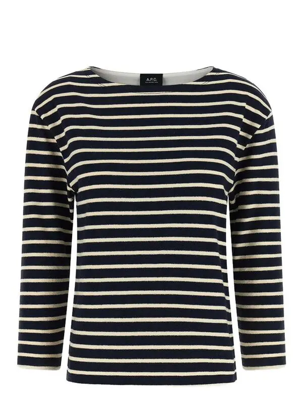 A.p.c. Striped Cotton Knitwear Jumper - Blue