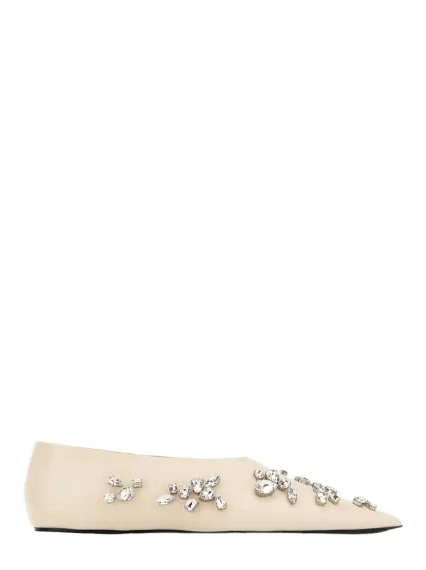 JIL SANDER Embellished Leather Ballerinas - White