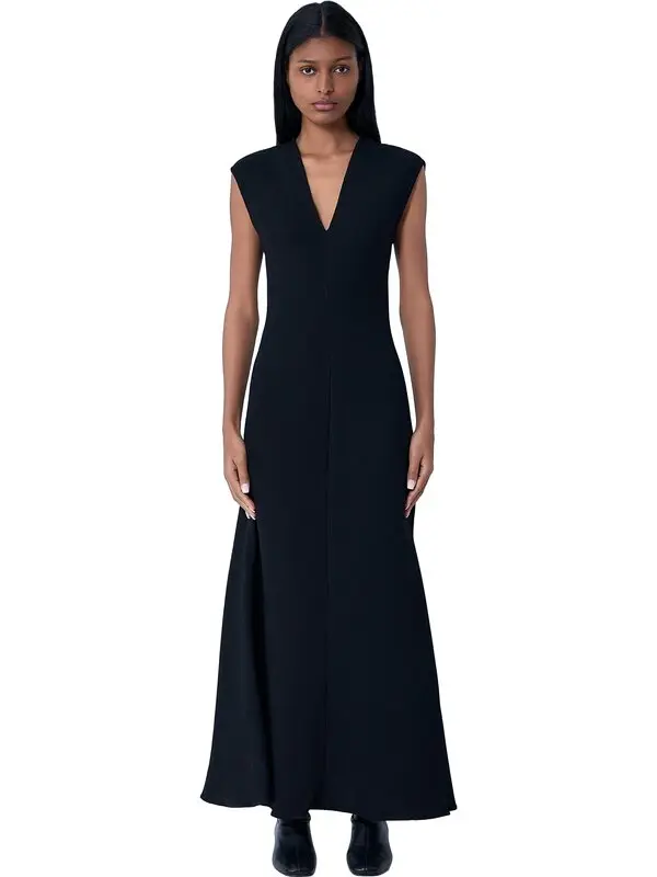 Sportmax V-neck Sleeveless Structured Dress - Black