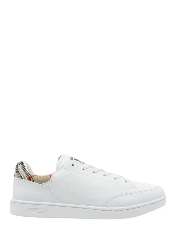 Burberry Leather Lace-up Sneakers With Check Print Detail - White