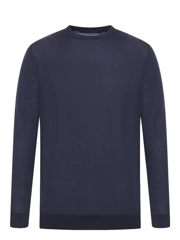 Kiton Crewneck 14 Micron Wool Sweater - Blue