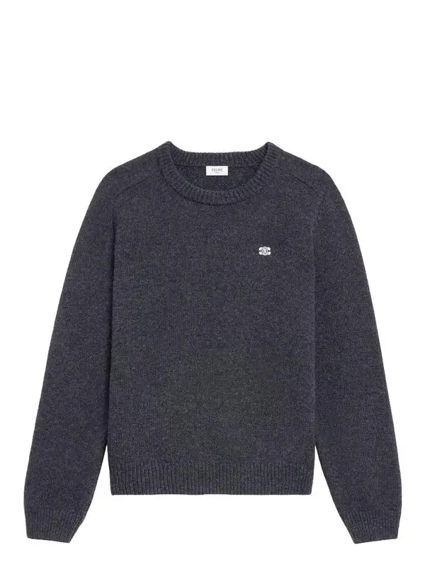 Celine Crew Neck Sweater In Wool And Cashmere - Gray