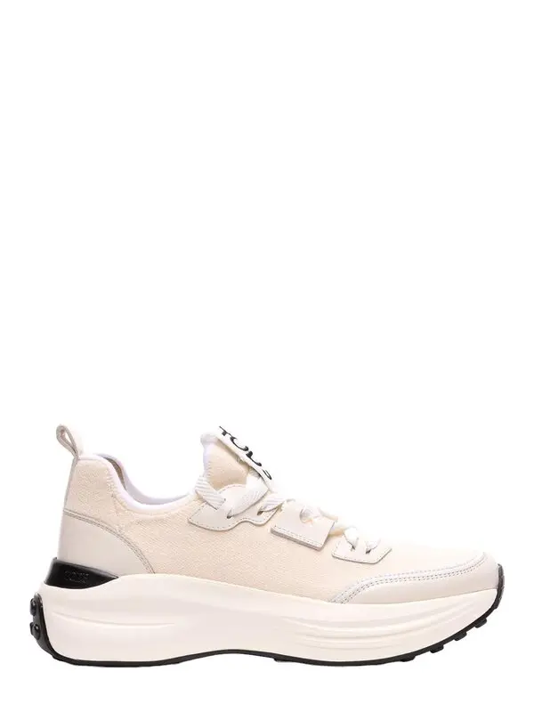 TOD'S Fabric And Leather Low-top Sneakers - Cream
