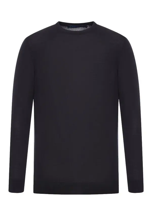 Kiton Crewneck Sweater In 14 Micron Wool - Black