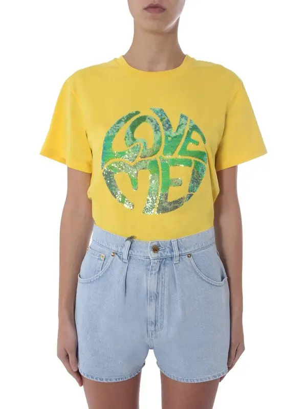 Alberta Ferretti Sequin Embellished Crewneck T-shirt - Yellow