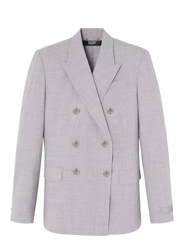 Versace Tailored Double-breasted Jacket In Wool - Multicolor