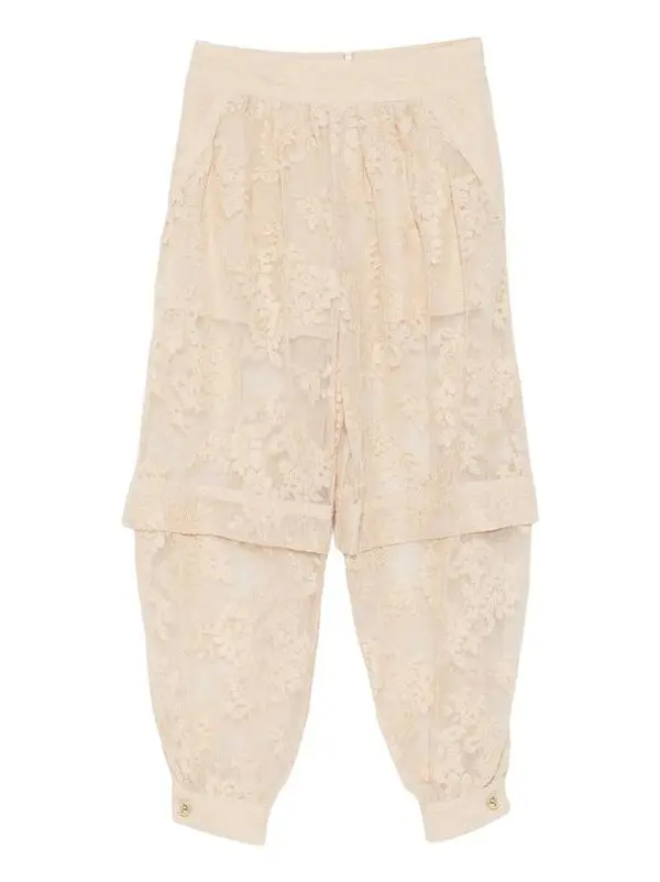 Zimmermann Floral Lace Paneled Trousers - Cream