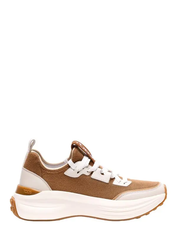 TOD'S Leather And Fabric Low-top Sneakers - Brown