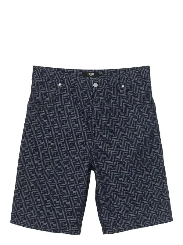Fendi Ff Monogram Denim Shorts - Multicolor