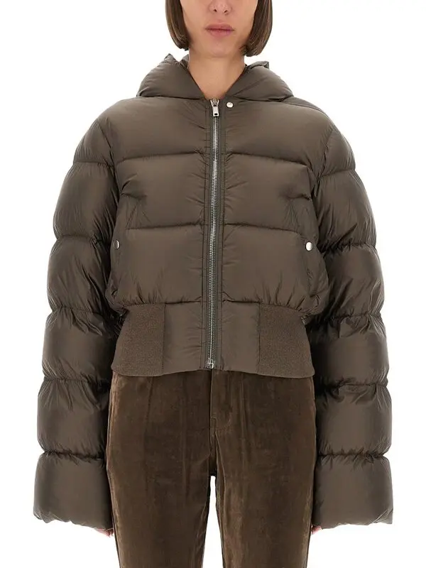 Rick Owens Down Jacket With Hood - Brown