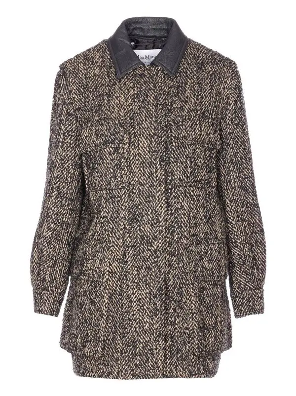 Max Mara Angio Heavy Jacket With Leather Collar - Brown