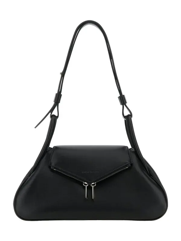 Amina Muaddi Gemini Small Nappa Black Silver Ha Shoulder Bag - Multicolor