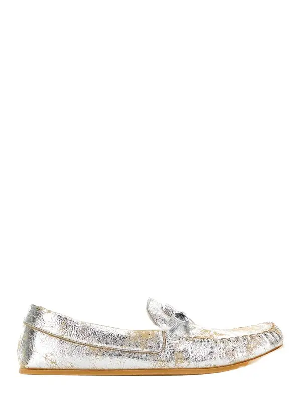Gucci Lambskin Leather Loafers - Silver