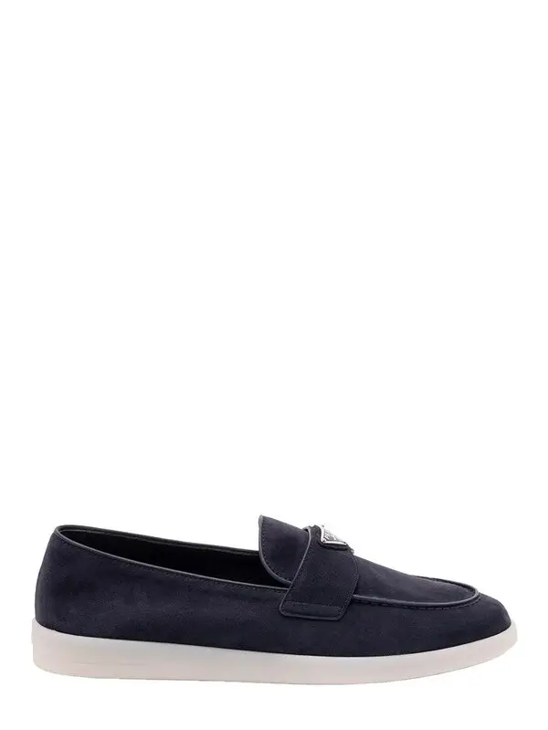 Prada Suede Loafers With Enamel Triangle - Multicolor