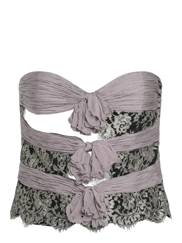 Valentino Garavani Draped Lace Corset Top - Gray