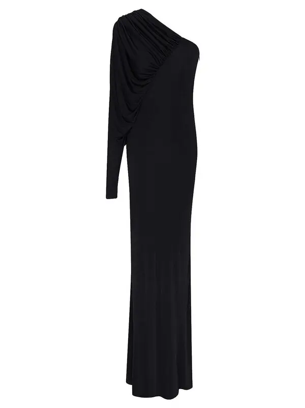 Saint Laurent Asymmetric Viscose Gown - Multicolor