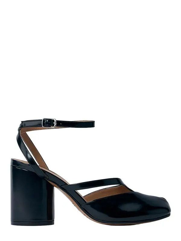 MAISON MARGIELA Patent Leather Tabi Toe Pump Heels With Side Buckle - Black