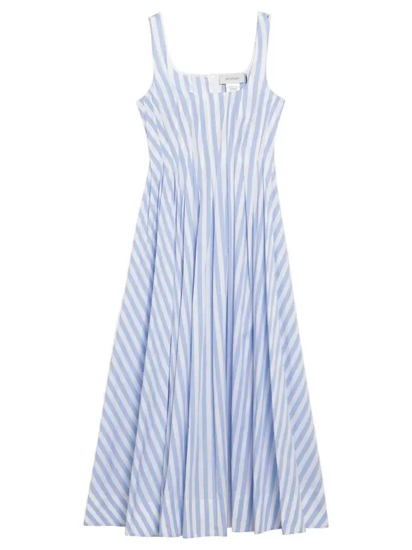 Sportmax Long Striped Cotton Poplin Dress - Blue