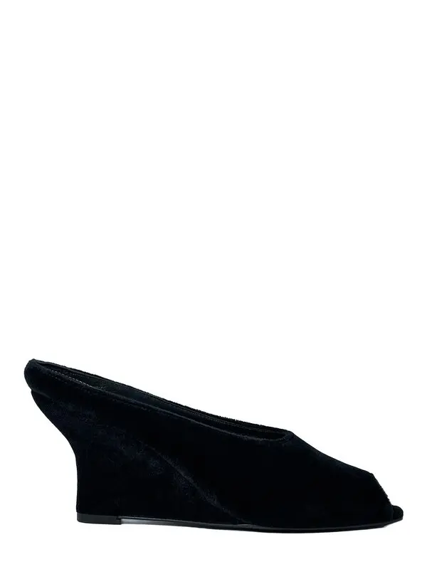 TOTEME Velvet Peep-toe Wedge Mules - Black