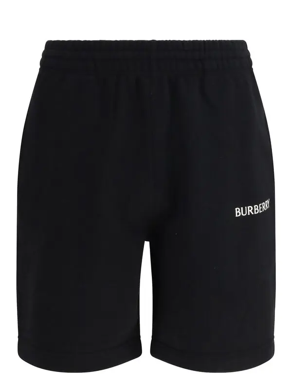 Burberry Cotton Sport Shorts With Logo Print - Black