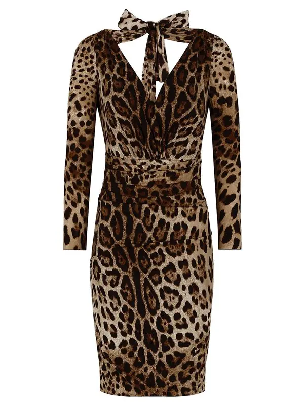 Dolce & Gabbana Leopard Print Charmeuse Dress - Multicolor