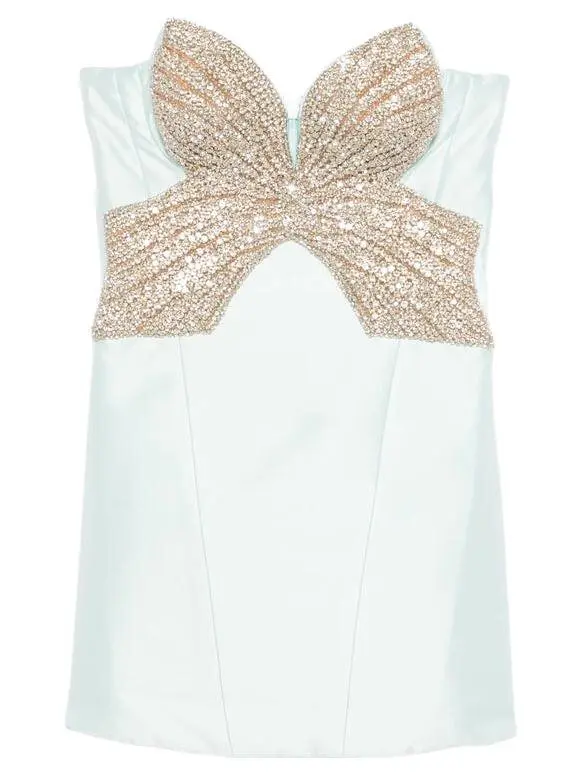 Costarellos Embellished Strapless Sequin Cocktail Dress - Blue