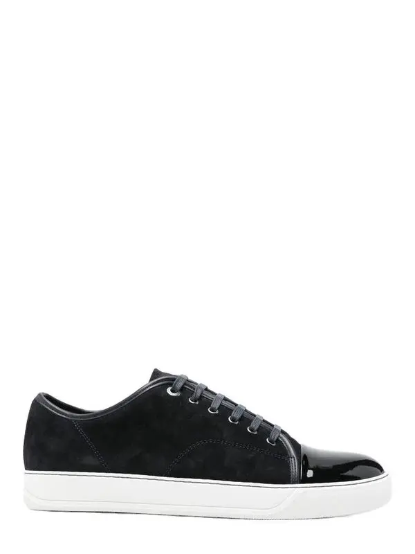 LANVIN Suede And Patent Leather Lace-up Low-top Sneakers - Blue