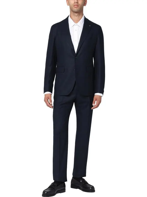 Tagliatore Single-breasted Wool And Cashmere Suit - Blue