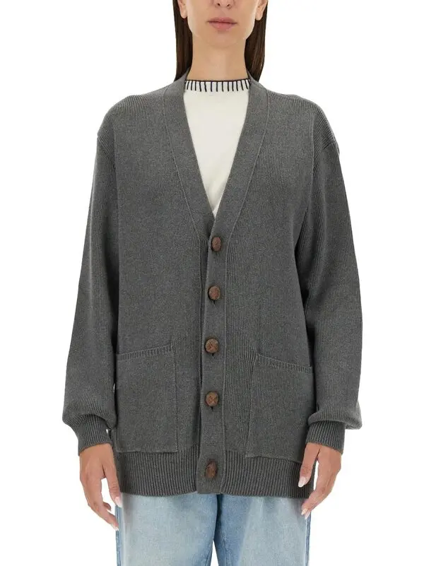 GOLDEN GOOSE Cardigan With Logo - Gray